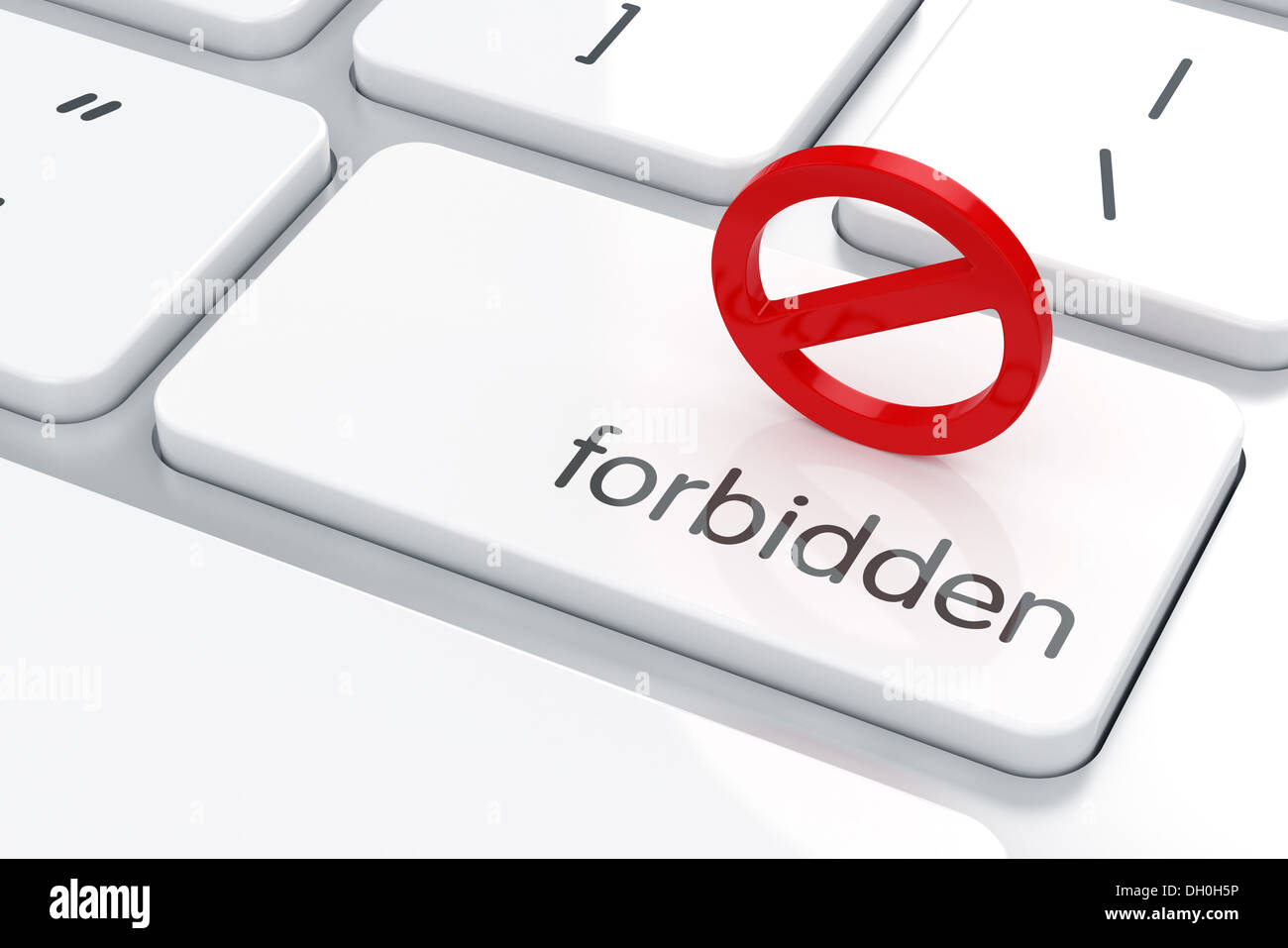 3d forbidden sign on the computer keyboard Stock Photo - Alamy