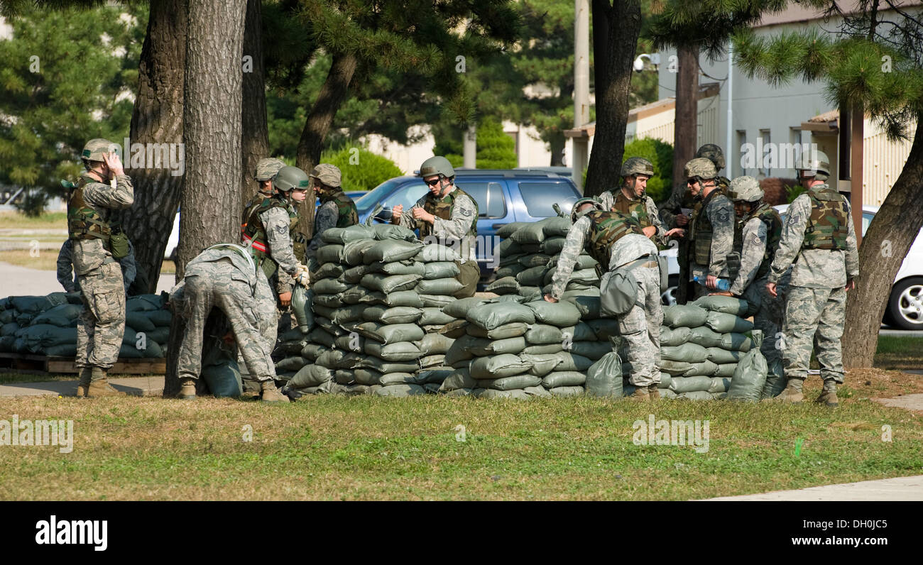 The 8th Civil Engineer Squadron Red Devils construct a defensive ...