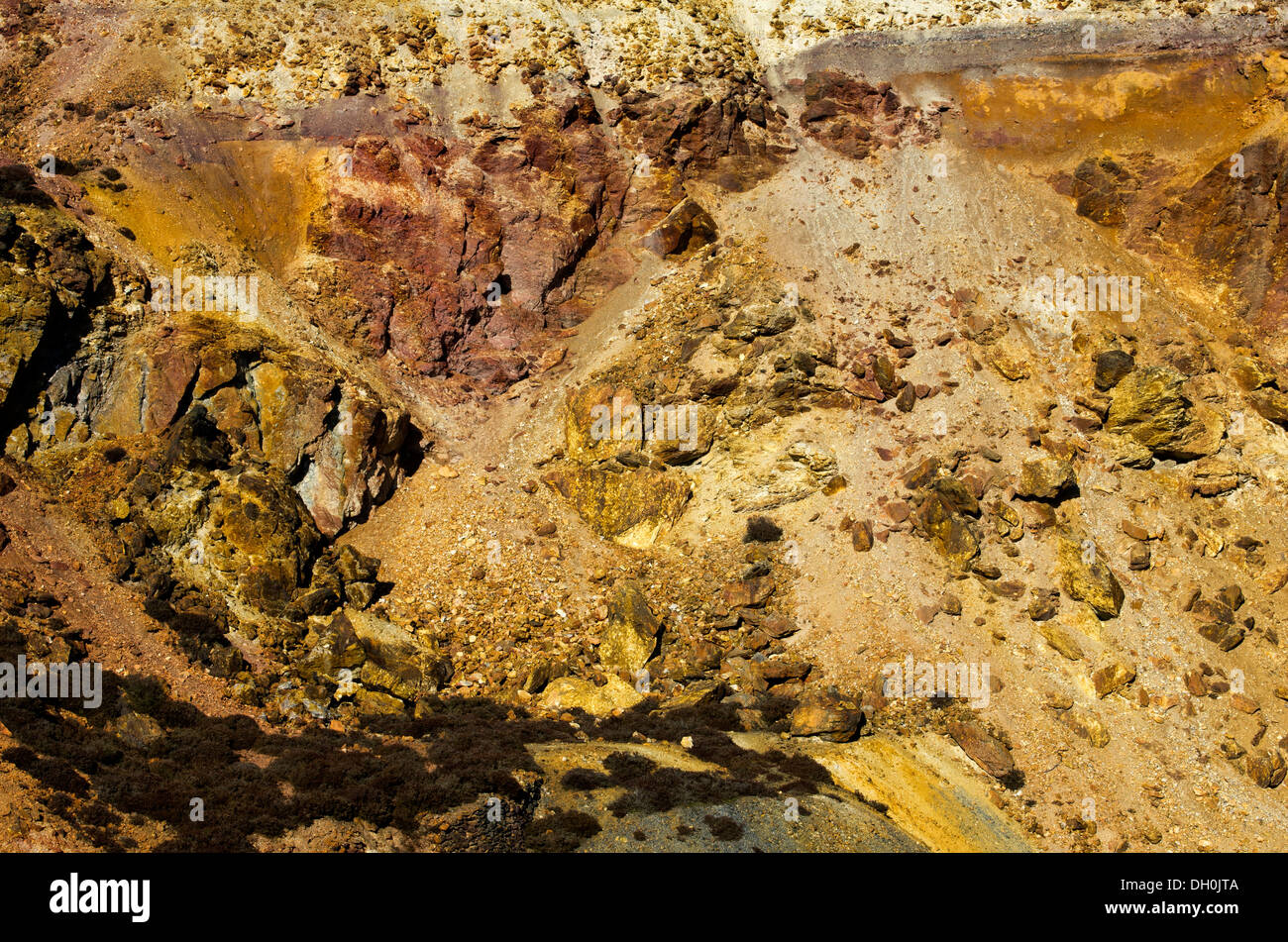 An old copper mine now an industrial heritage site. Colours of ochre ...