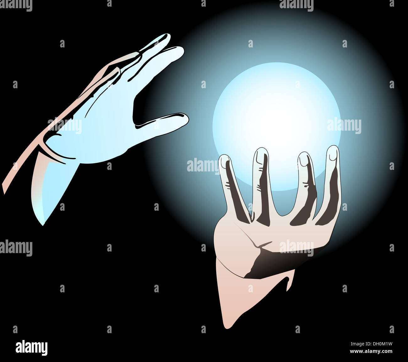 Hands and magic sphere Stock Photo - Alamy