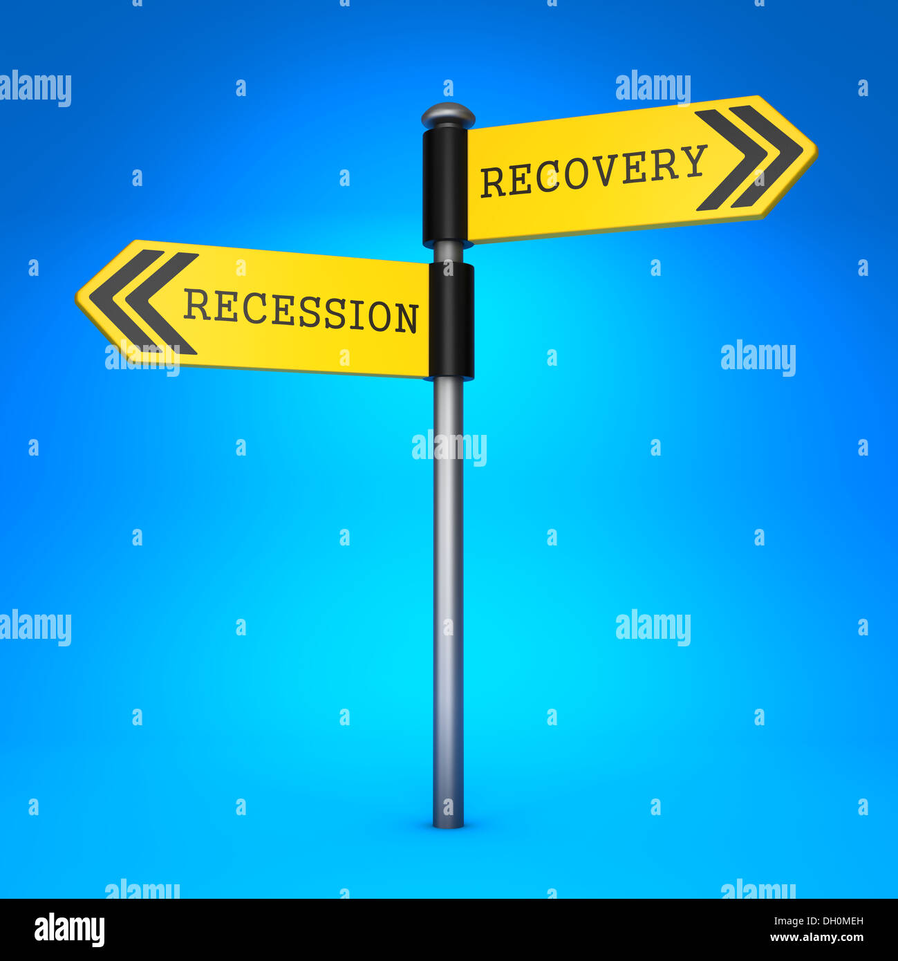 Recession or Recovery. Concept of Choice Stock Photo - Alamy