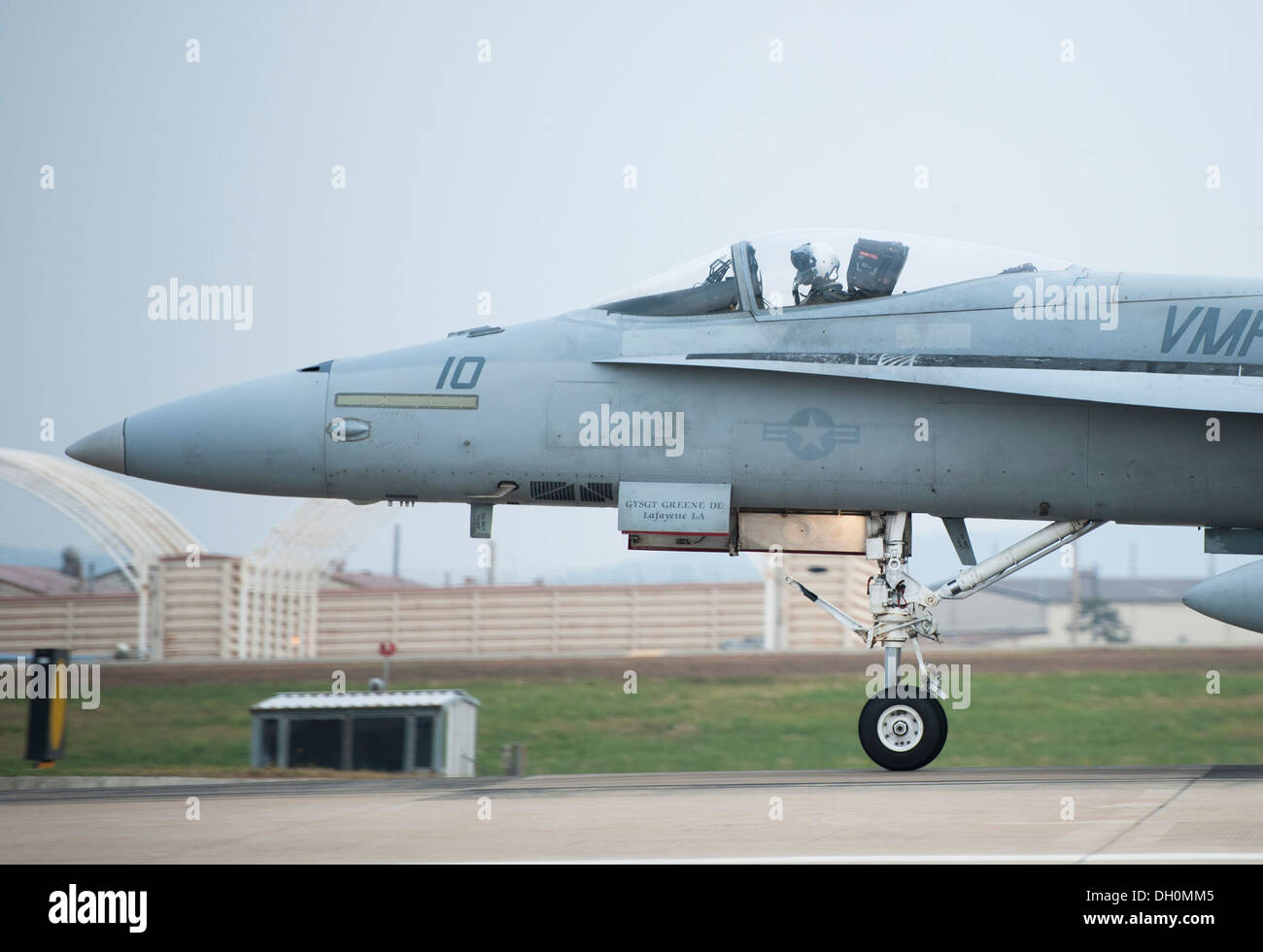 A U.S. Marine F-18 Hornet, from Iwakuni Marine Corps Air Station, Japan ...