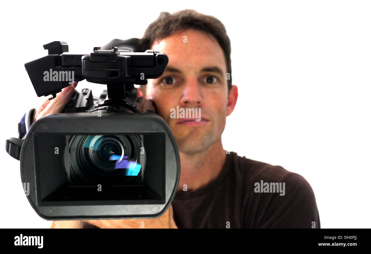 cameraman on white background Stock Photo - Alamy