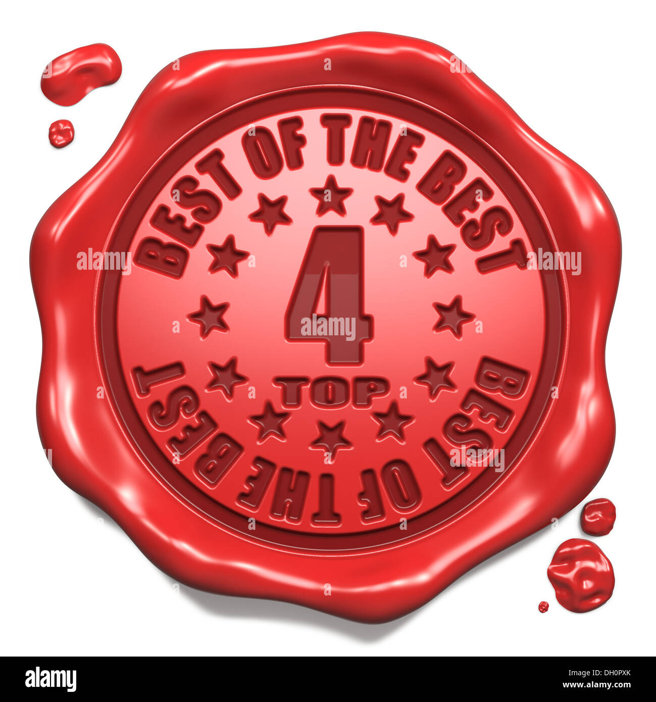 Top 4 in Charts - Stamp on Red Wax Seal Stock Photo - Alamy