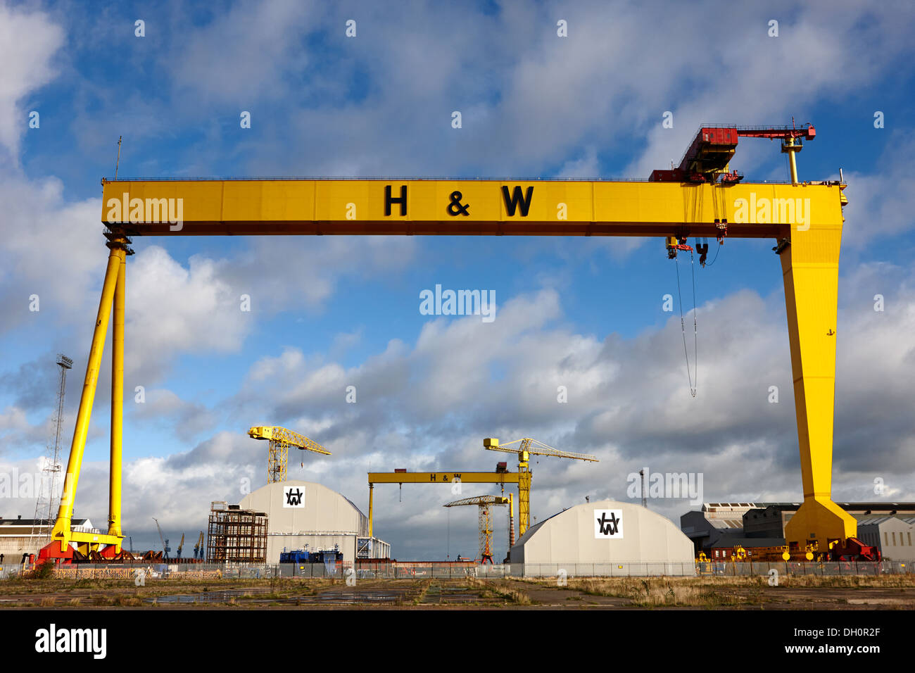 Harland and Wolff shipyard cranes titanic quarter Belfast Northern ...