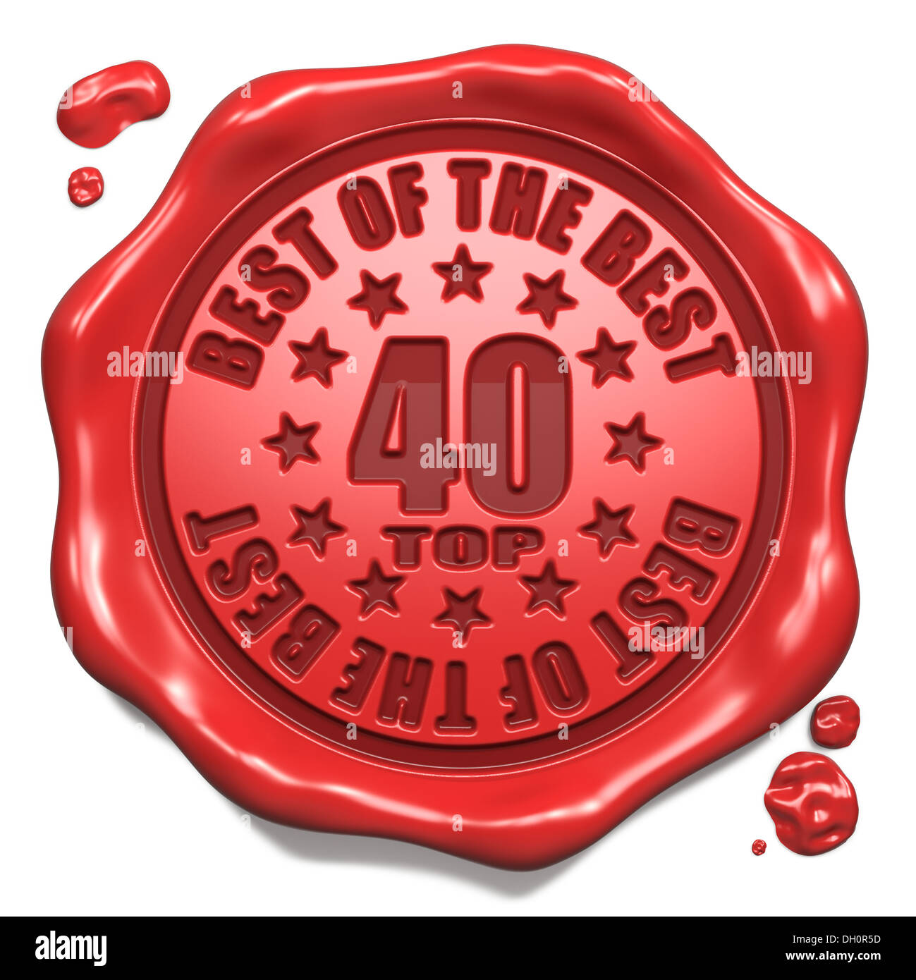Top 40 in Charts - Stamp on Red Wax Seal Stock Photo - Alamy