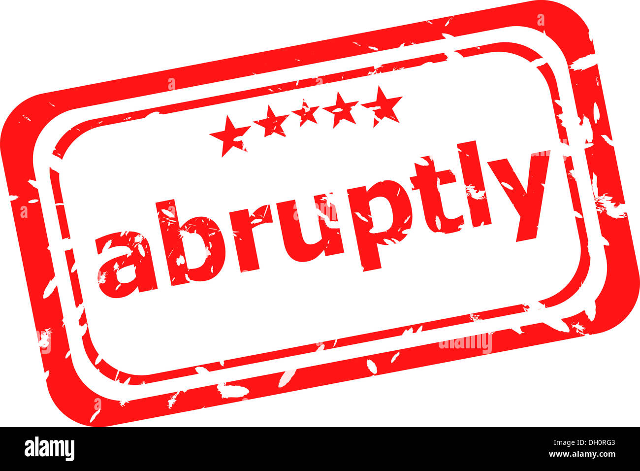red rubber stamp with abruptly word Stock Photo - Alamy