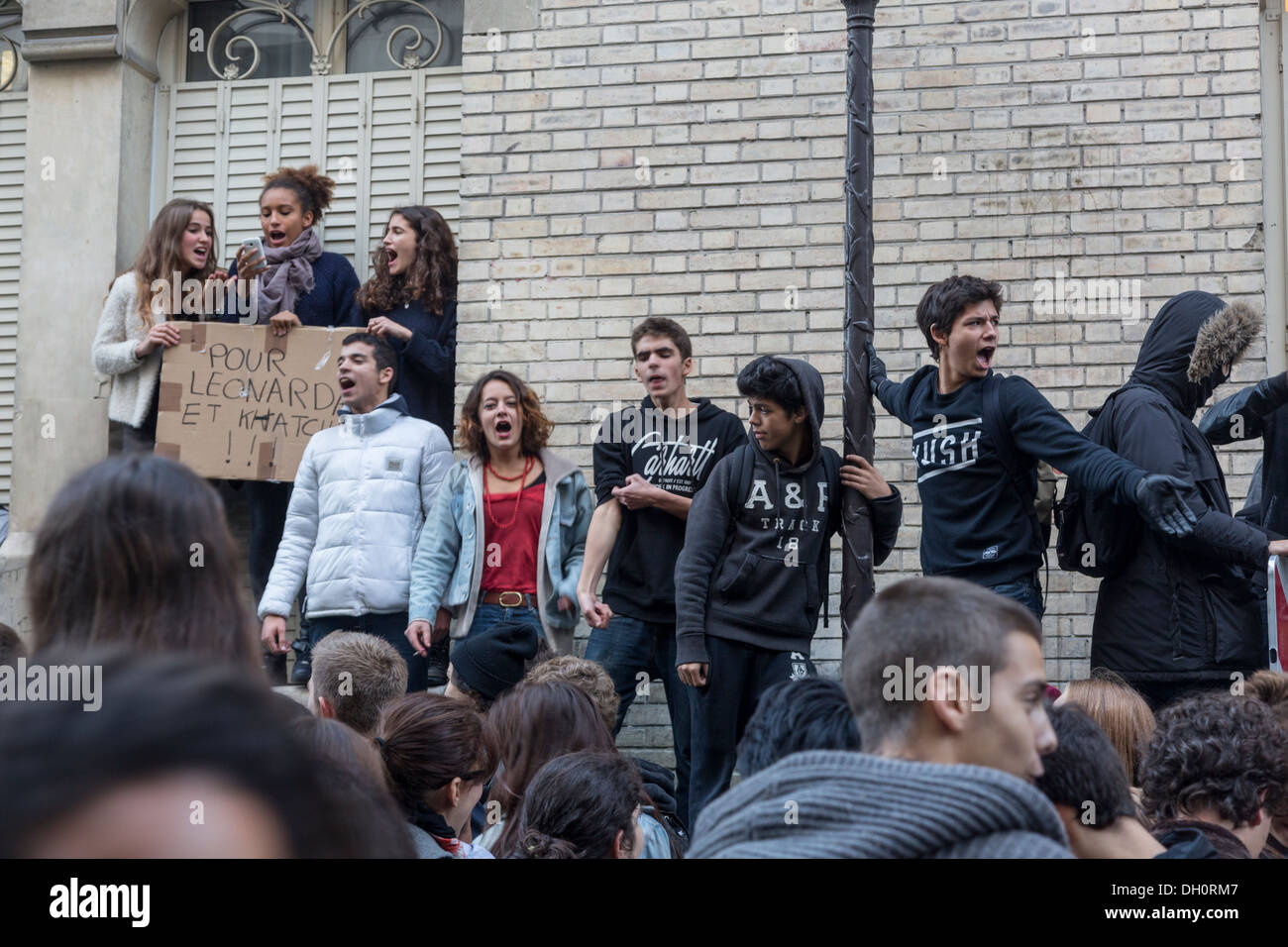 French Lycee students demonstrating against the deportation of fellow ...