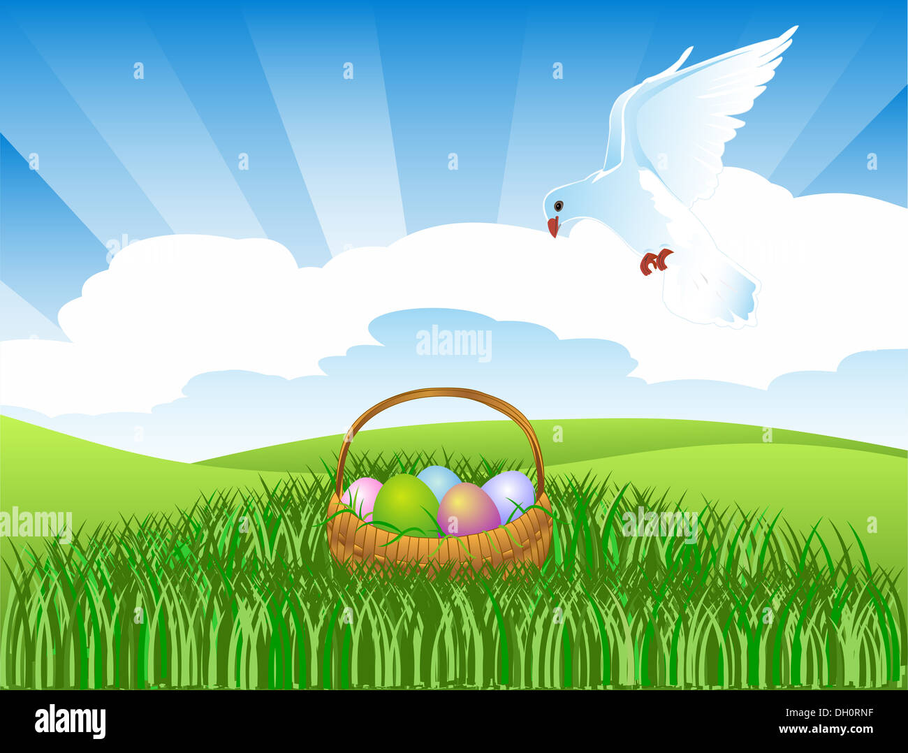 Pigeon and an easter basket Stock Photo - Alamy