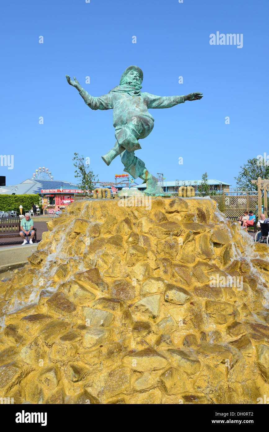 Jolly Fisherman sculpture fountain on seafront promenade, Skegness ...