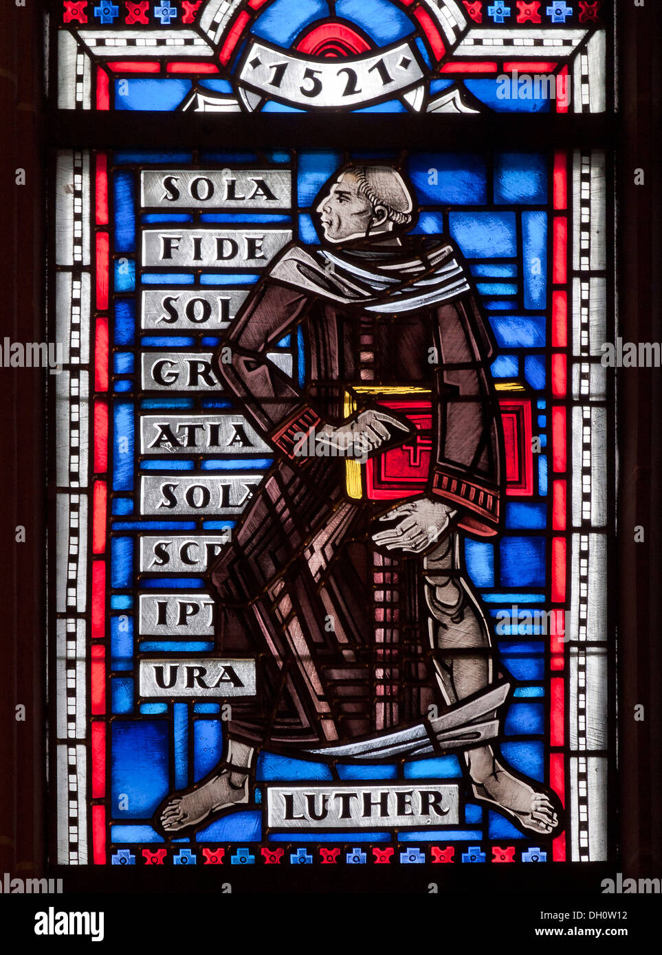 Stained glass window, Luther, St. Peter Cathedral, indoors, Worms ...