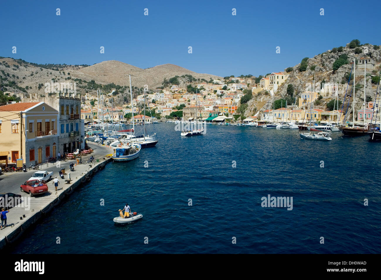 View town symi port hi-res stock photography and images - Alamy