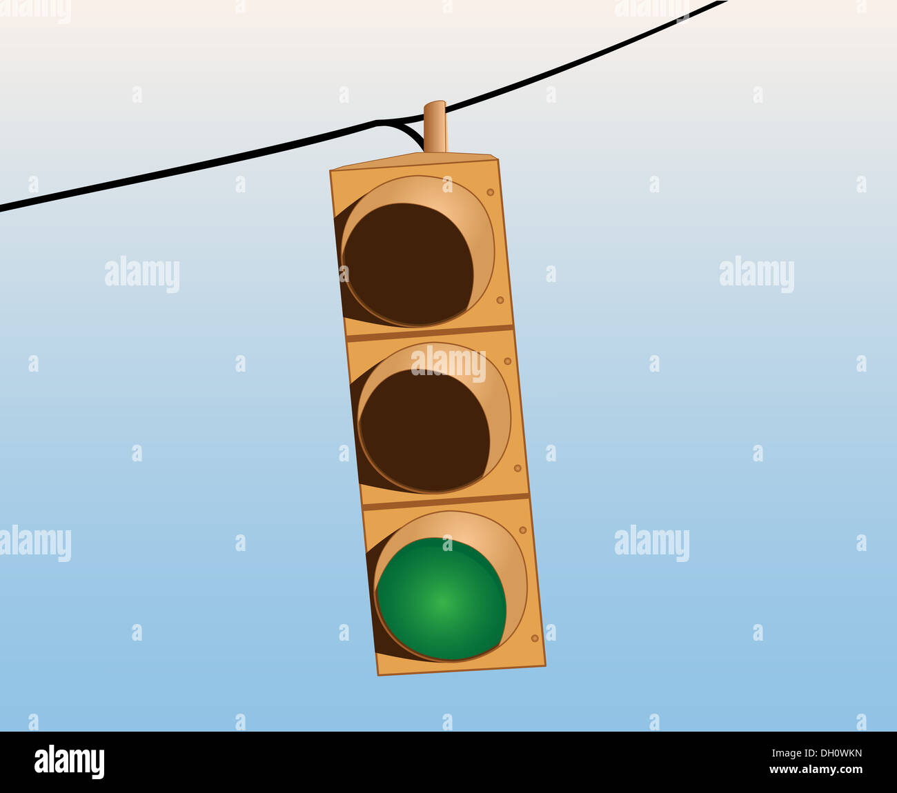 Traffic lights on the wire green Stock Photo - Alamy