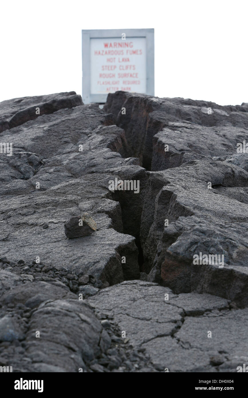 Warning of the dangers on a lava field and of volcanoes, East Rift Zone ...