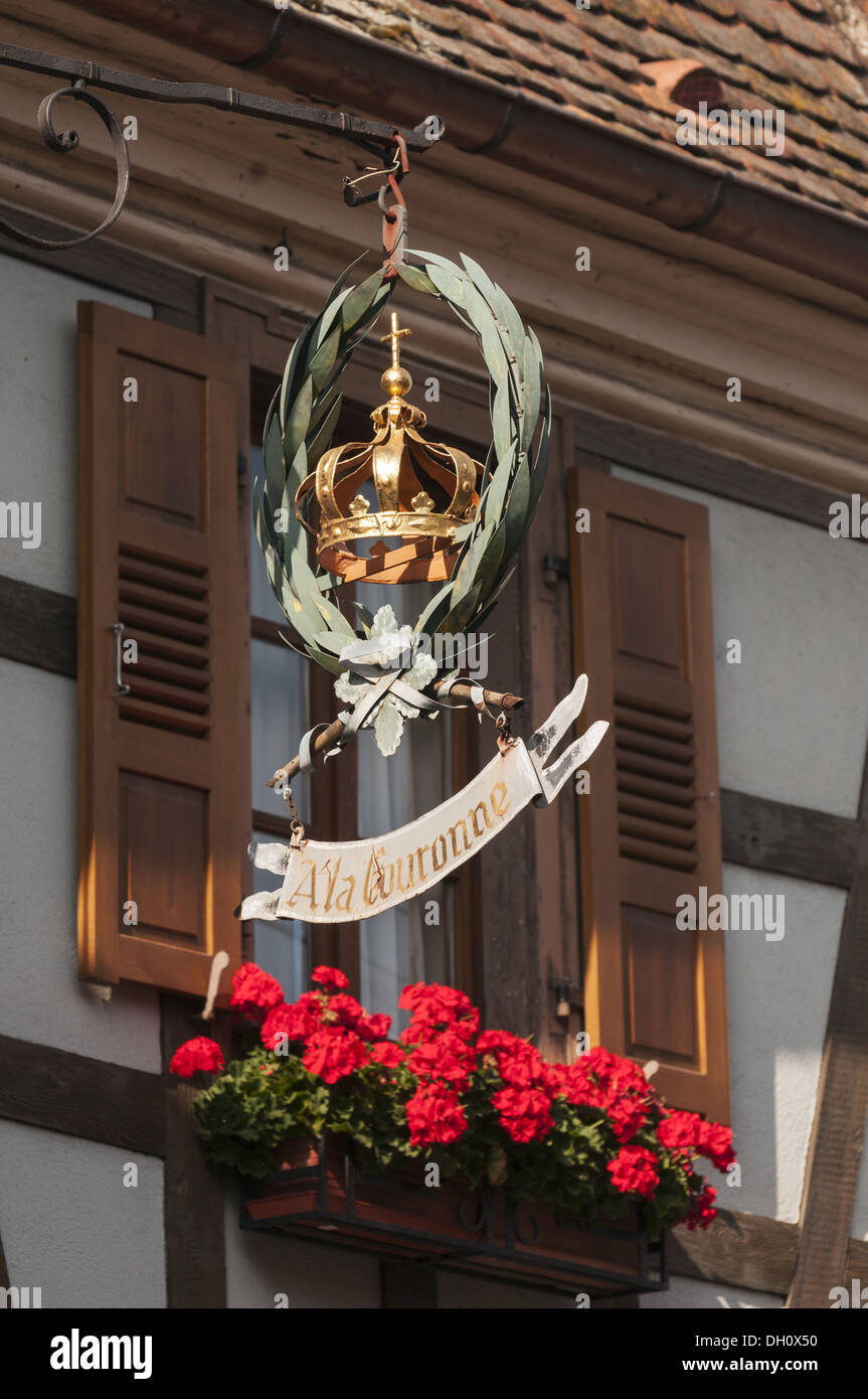 Elk213-1827v France, Alsace, Dambach, hanging store sign Stock Photo ...