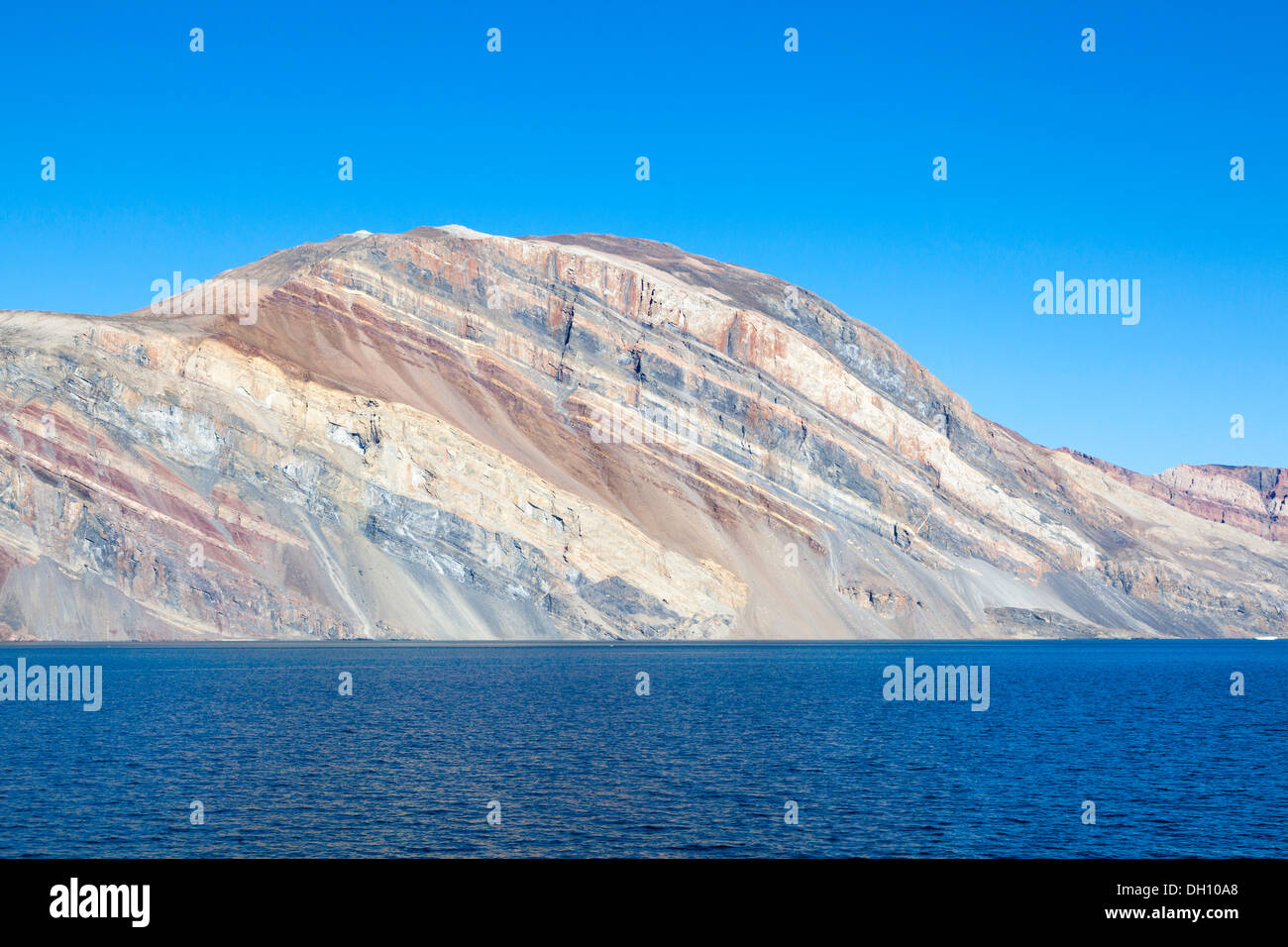 The amazing geology of Kejser Franz Joseph fjord, Greenland Stock Photo ...