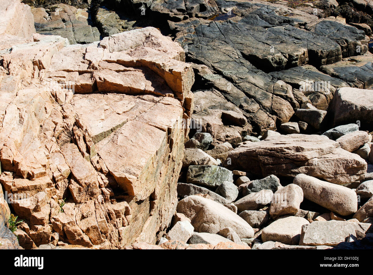 High angle view of granite cliffs, Acadia National Park, Bar Harbor ...
