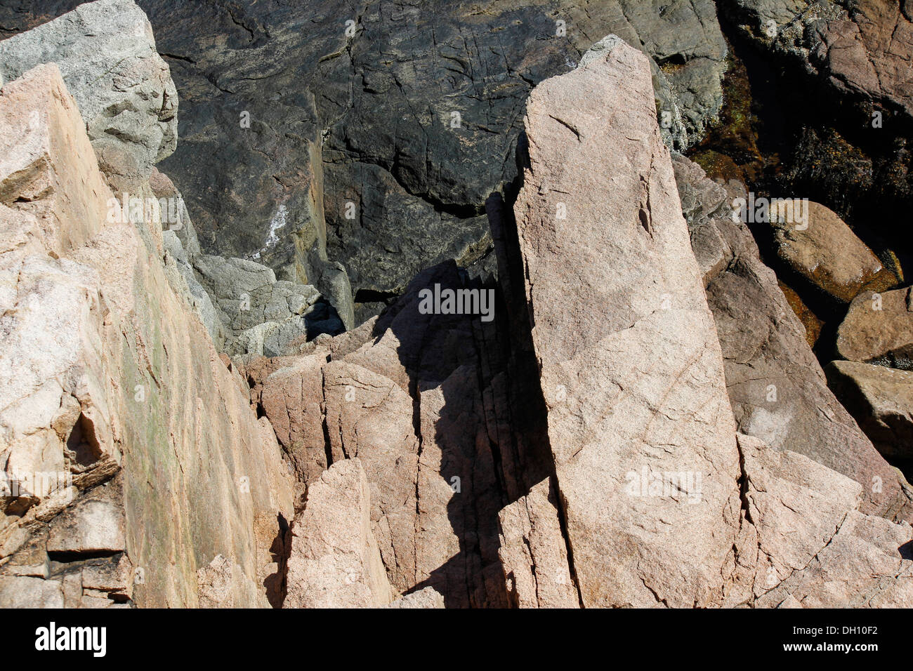 High angle view of granite cliffs, Acadia National Park, Bar Harbor ...