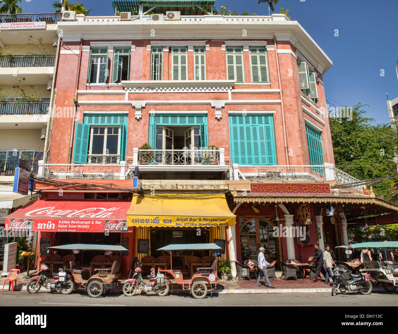 enjoying a bistro on the riverside, Phnom Penh, Cambodia Stock Photo ...