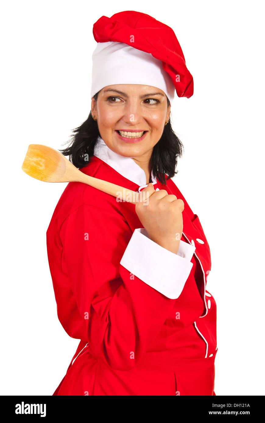 Chef holding wooden spoon hi-res stock photography and images - Alamy
