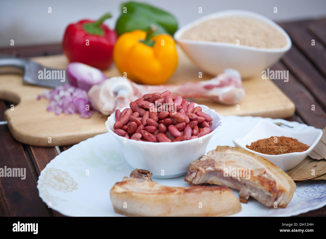 Red Beans and Rice with Pork Chops Stock Photo - Alamy