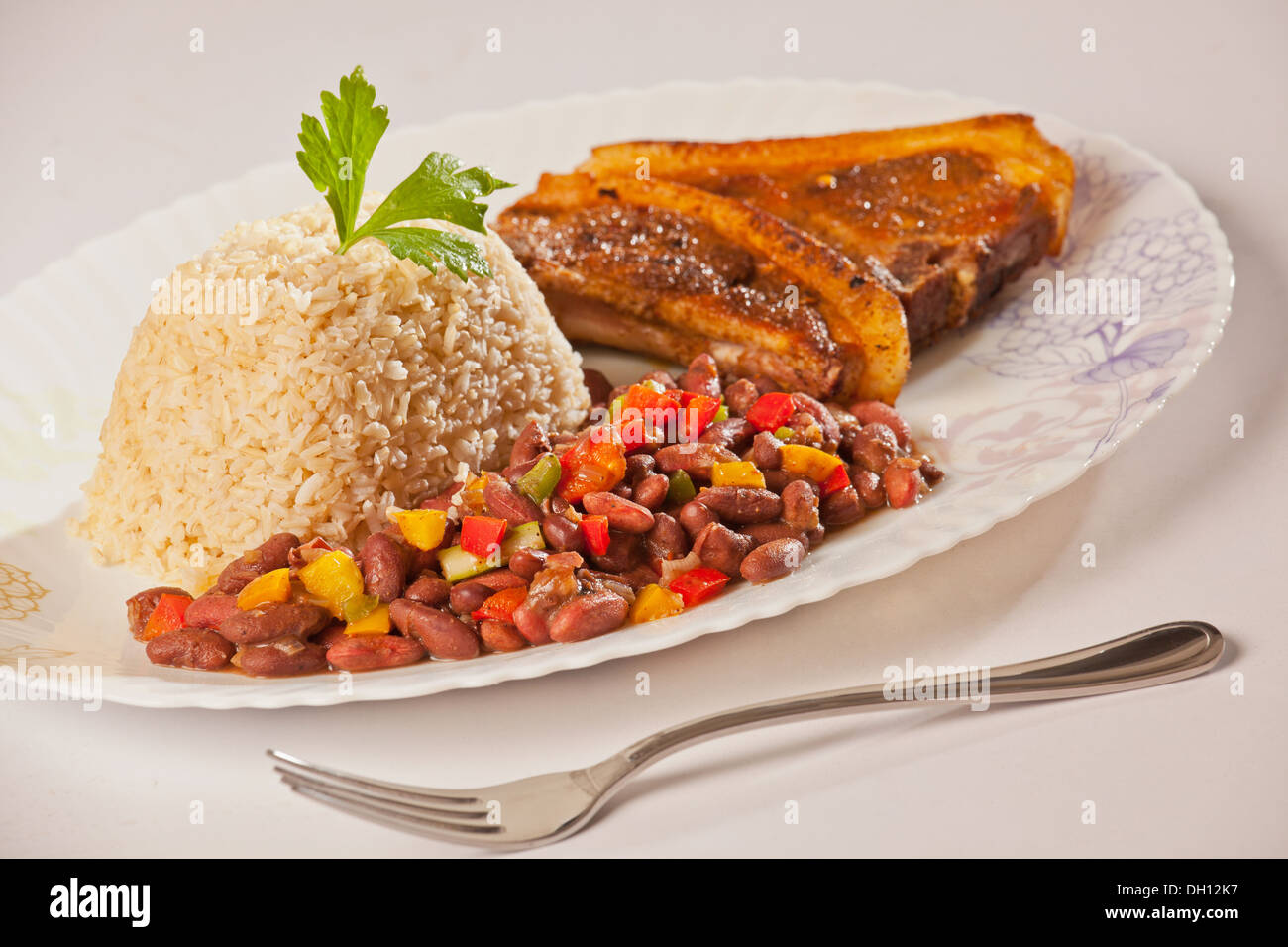 Red Beans and Rice with Pork Chops Stock Photo - Alamy