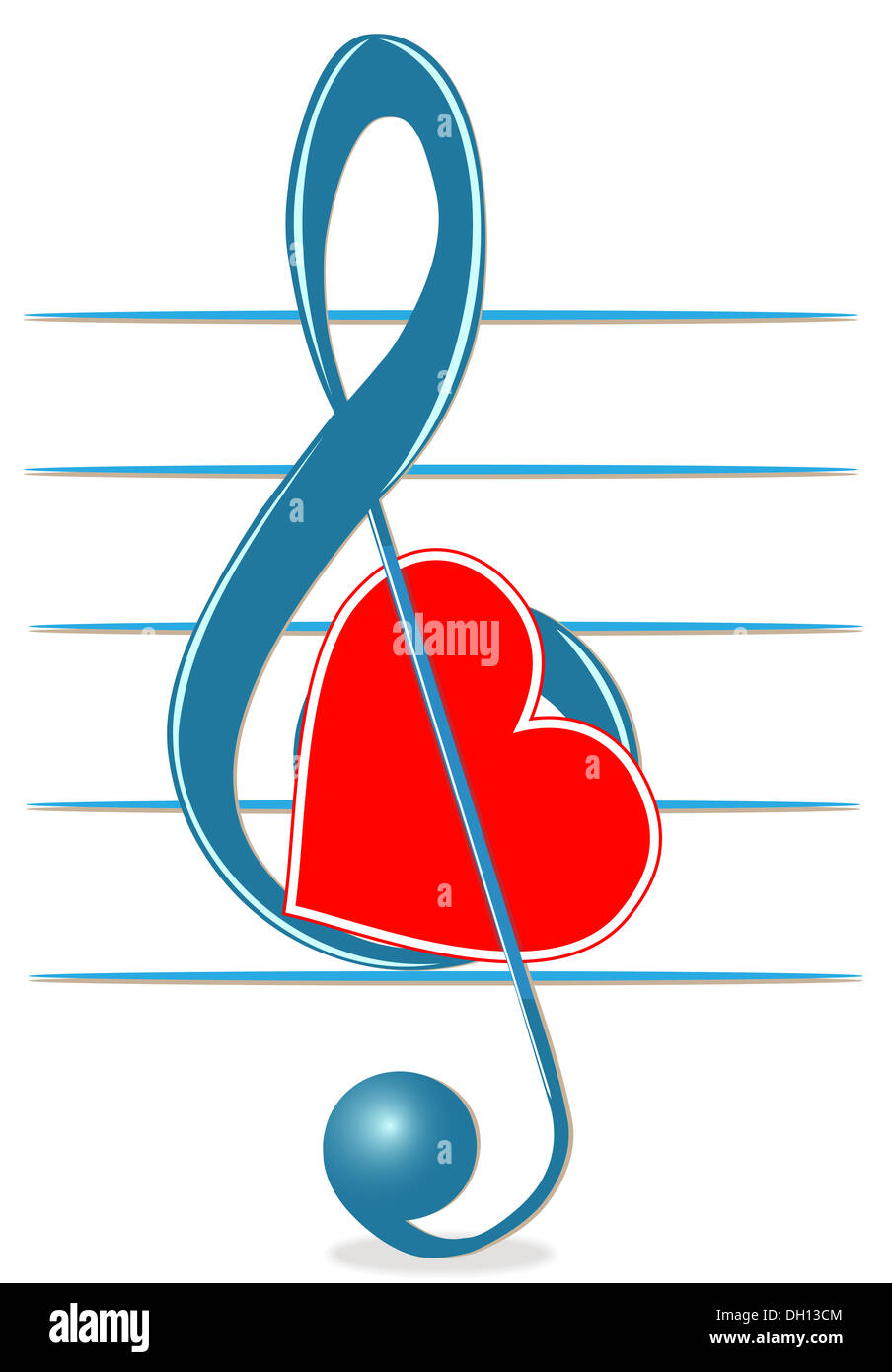 Treble clef and heart Stock Photo - Alamy