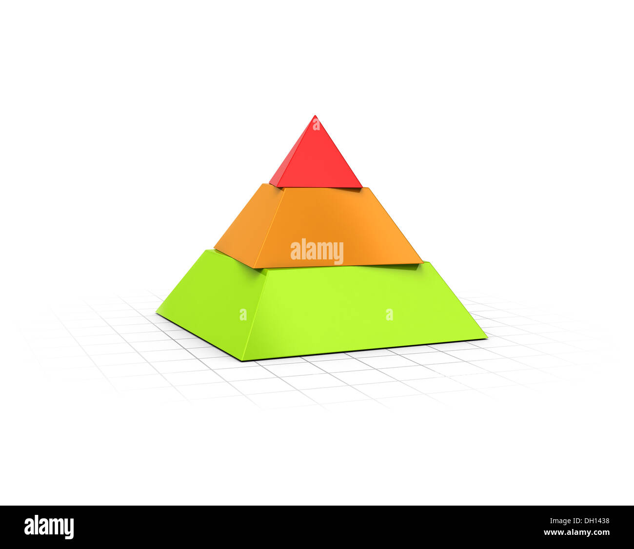 Conceptual 3D render of a three layers pyramid over perspective ...