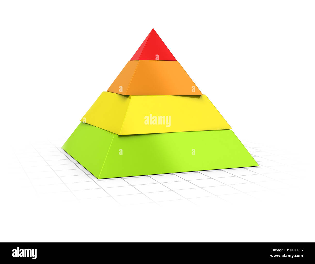 Conceptual 3D render of a four layers pyramid over perspective ...