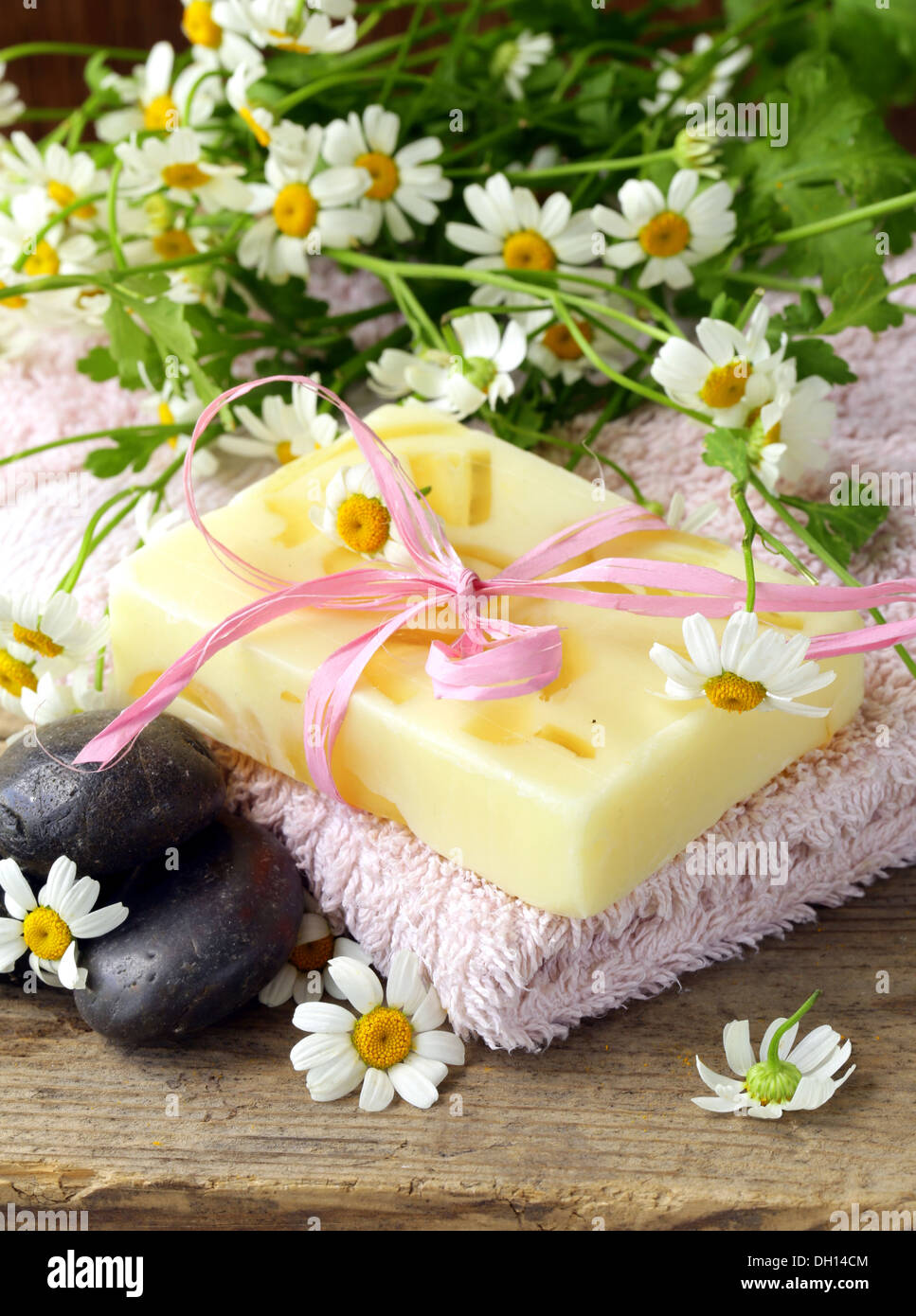 handmade soap with flowers on the organic background Stock Photo - Alamy