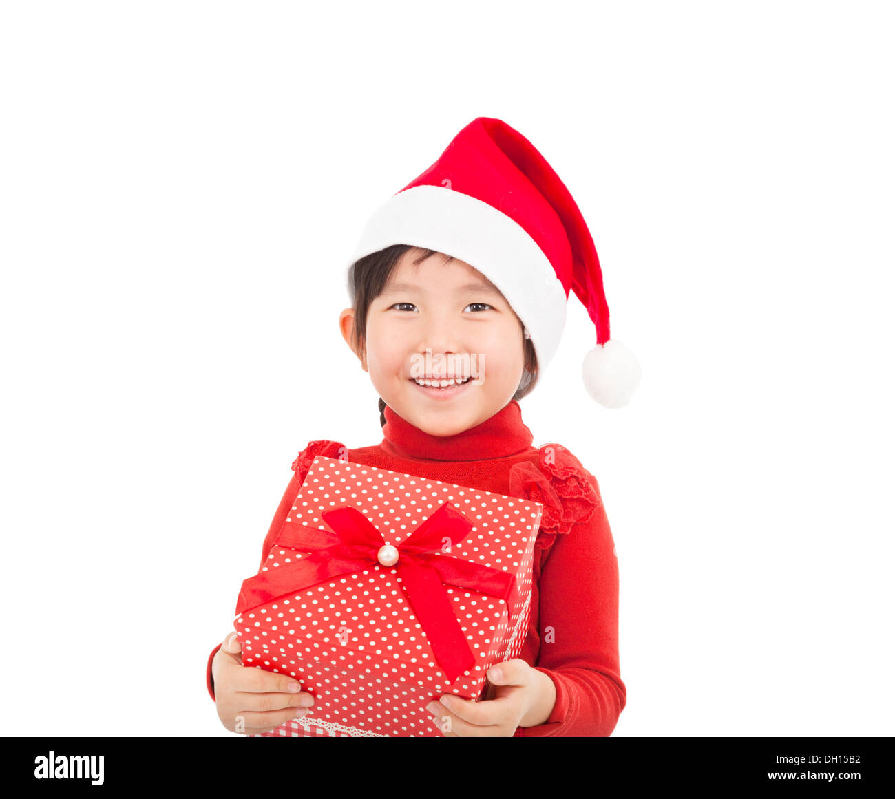 happy child holding christmas gift Stock Photo - Alamy