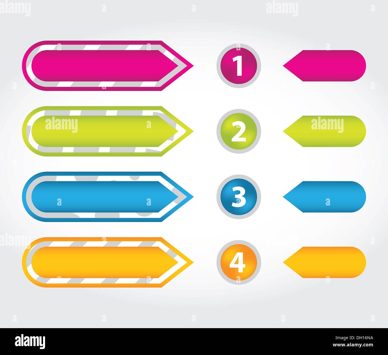 special arrow stickers set with numbered buttons Stock Photo - Alamy