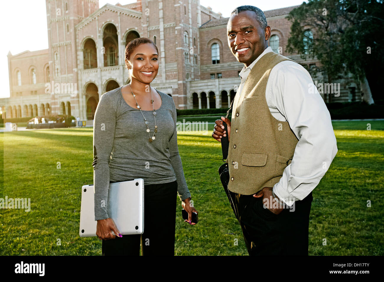 African American professors talking on campus Stock Photo - Alamy