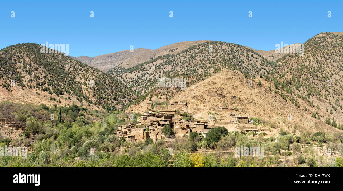 Berber Village in the High Atlas Mountains en-route to the Tizi n' Test ...