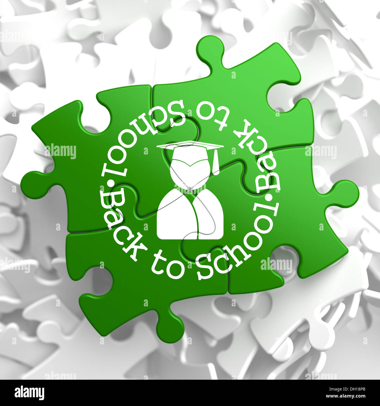 Back to School on Green Puzzle Pieces Stock Photo - Alamy