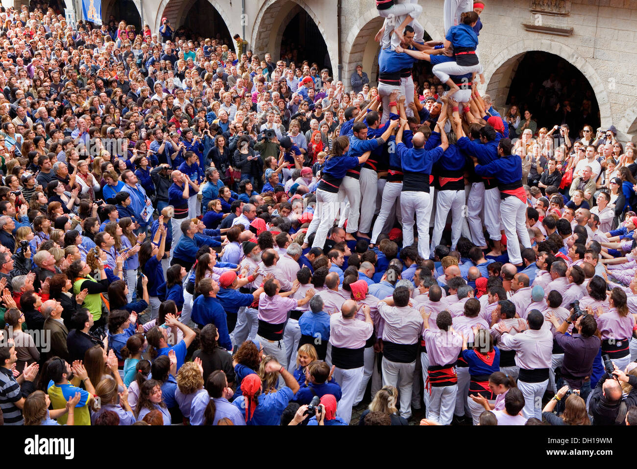 Capgrossos de Mataró.'Castellers' building human tower.Fires i festes ...
