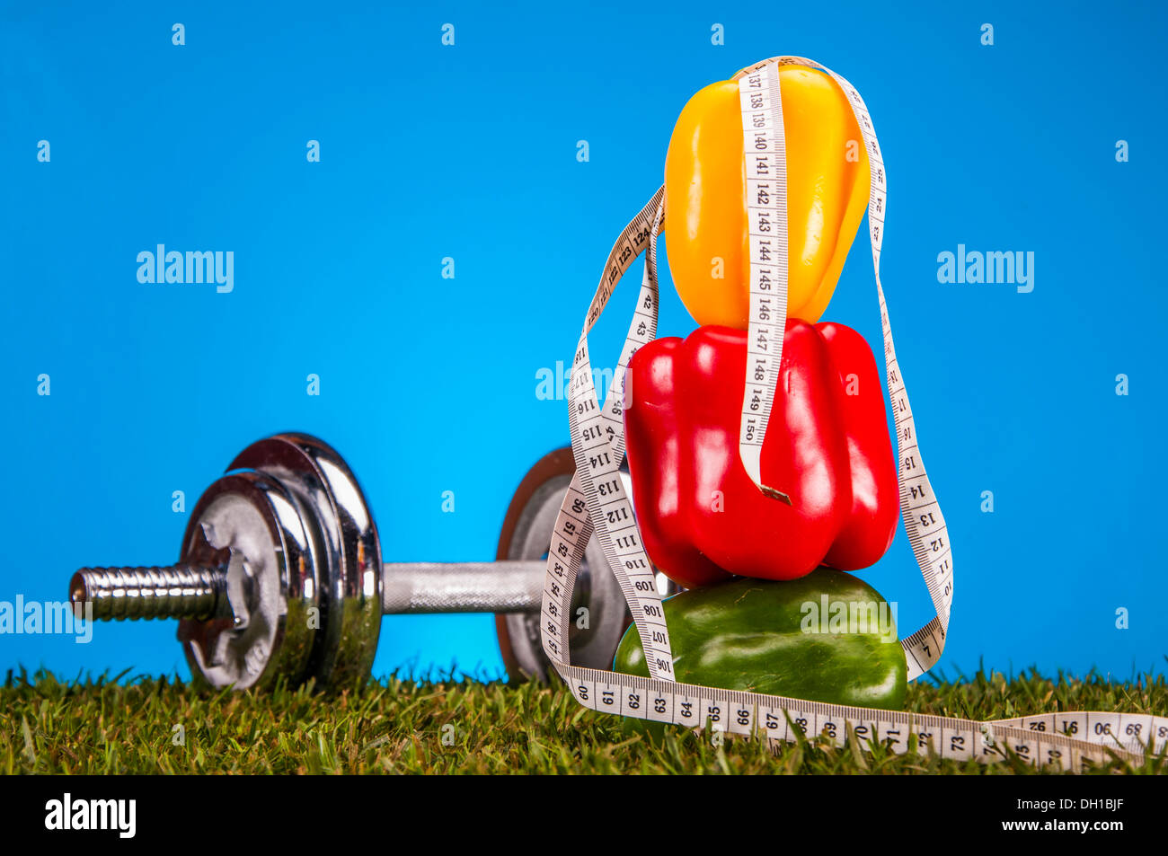 Fitness composition with fruits and vegetables Stock Photo - Alamy