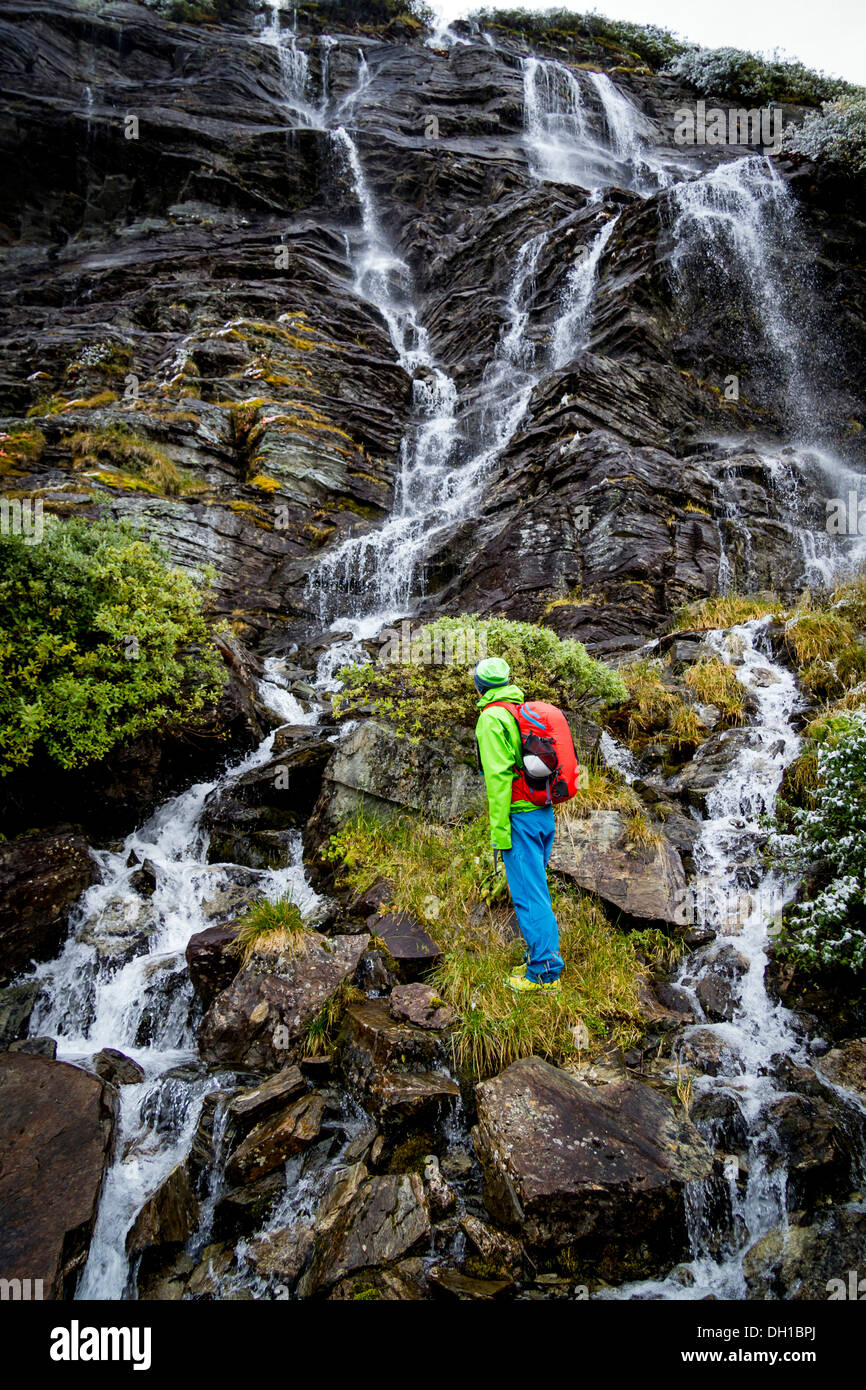 Hiker taking look waterfall hi-res stock photography and images - Alamy
