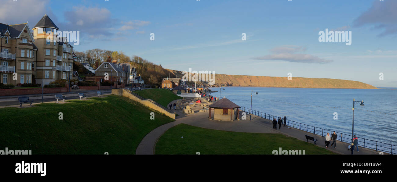 Panorama, Last light, Filey promenade, north Yorkshire, England Stock ...