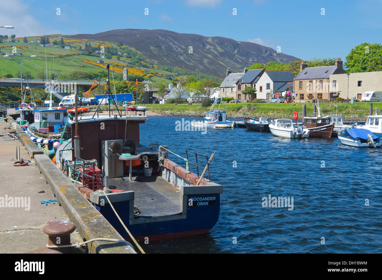 River, Helmsdale, boats, Sutherland, coast, Highland Region, Scotland ...