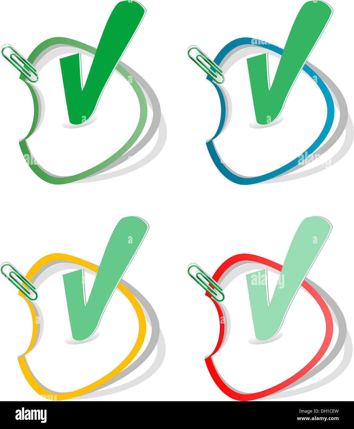 Check mark buttons. stickers label tag set Stock Photo - Alamy