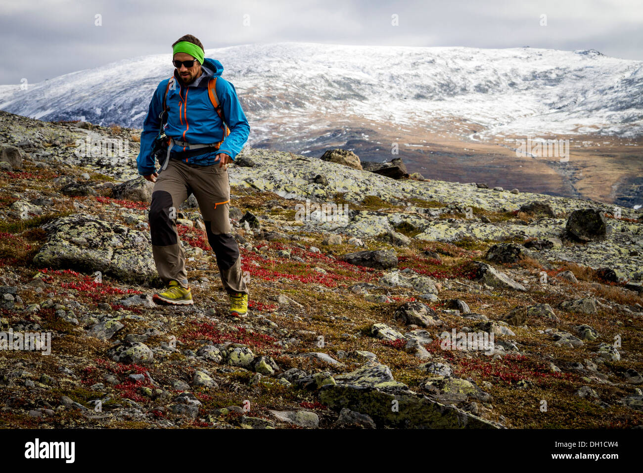 Man speed hiking in rocky landscape, Norway, Europe Stock Photo - Alamy