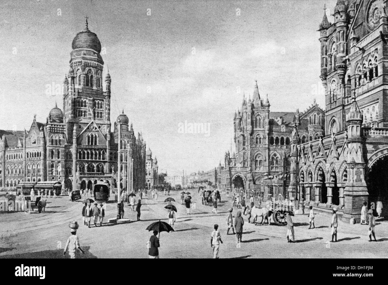 Old vintage 1900s Victoria Terminus VT and BMC Bombay Municipal ...