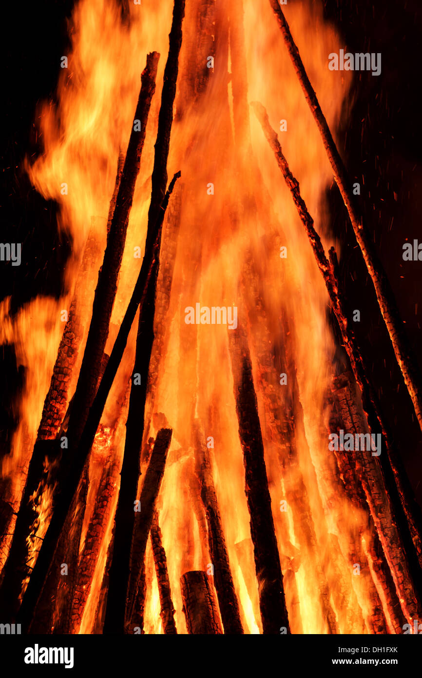 Terrible flame on fire at night Stock Photo - Alamy