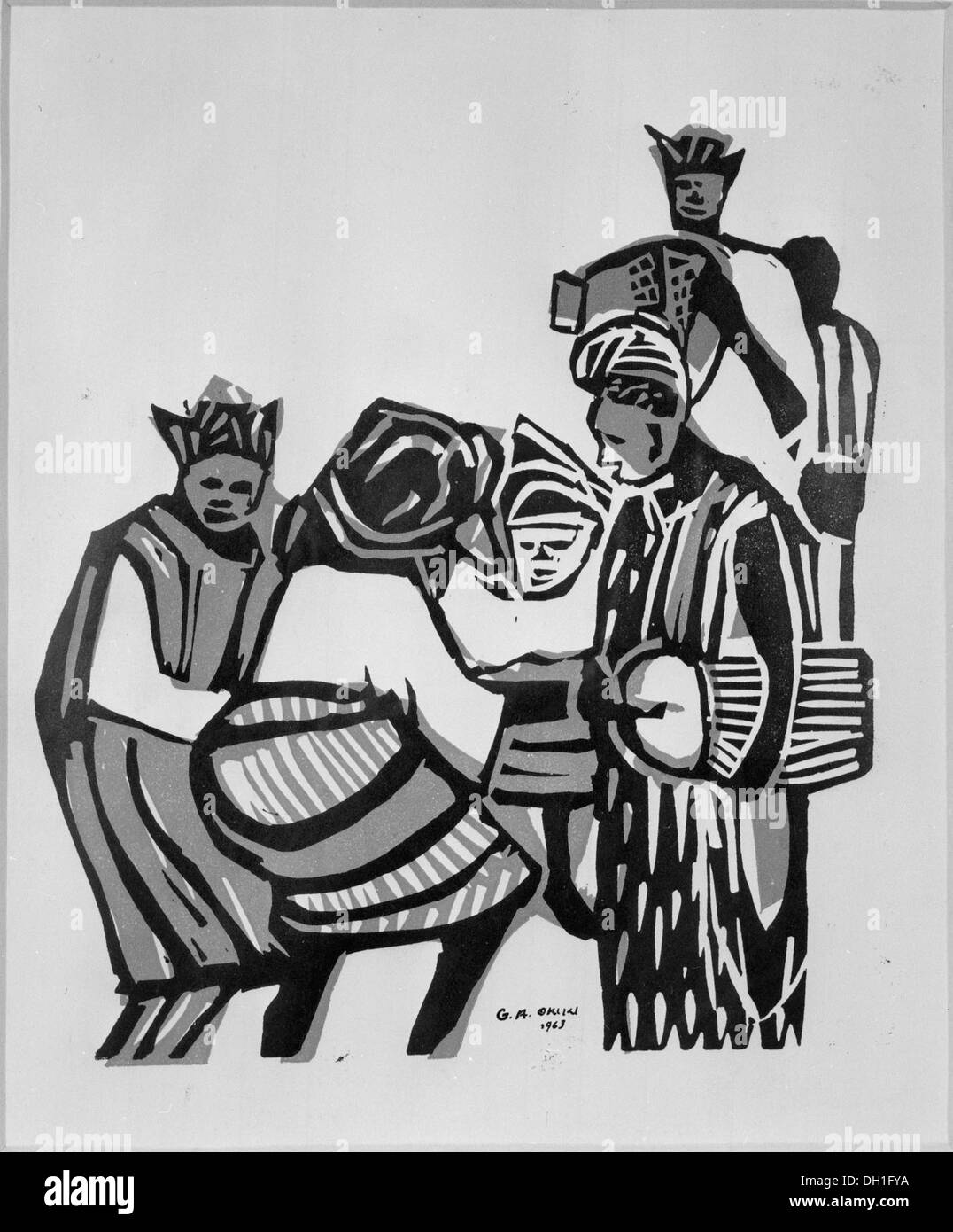 A group of dancers perform to the rhythm of the talking drum, a ...