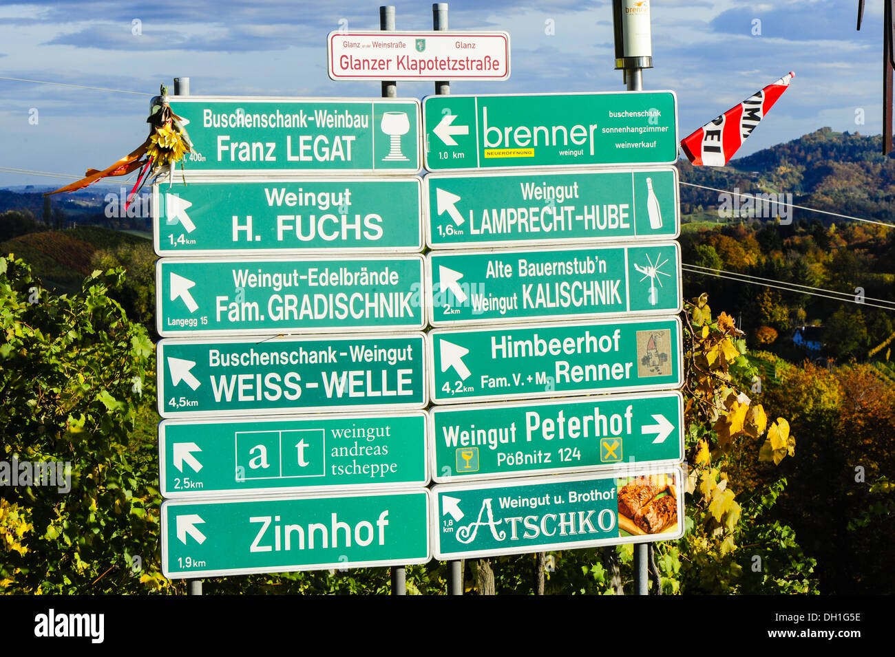 Suedsteirische Weinstrasse, Southern Styria wine route in autumn ...