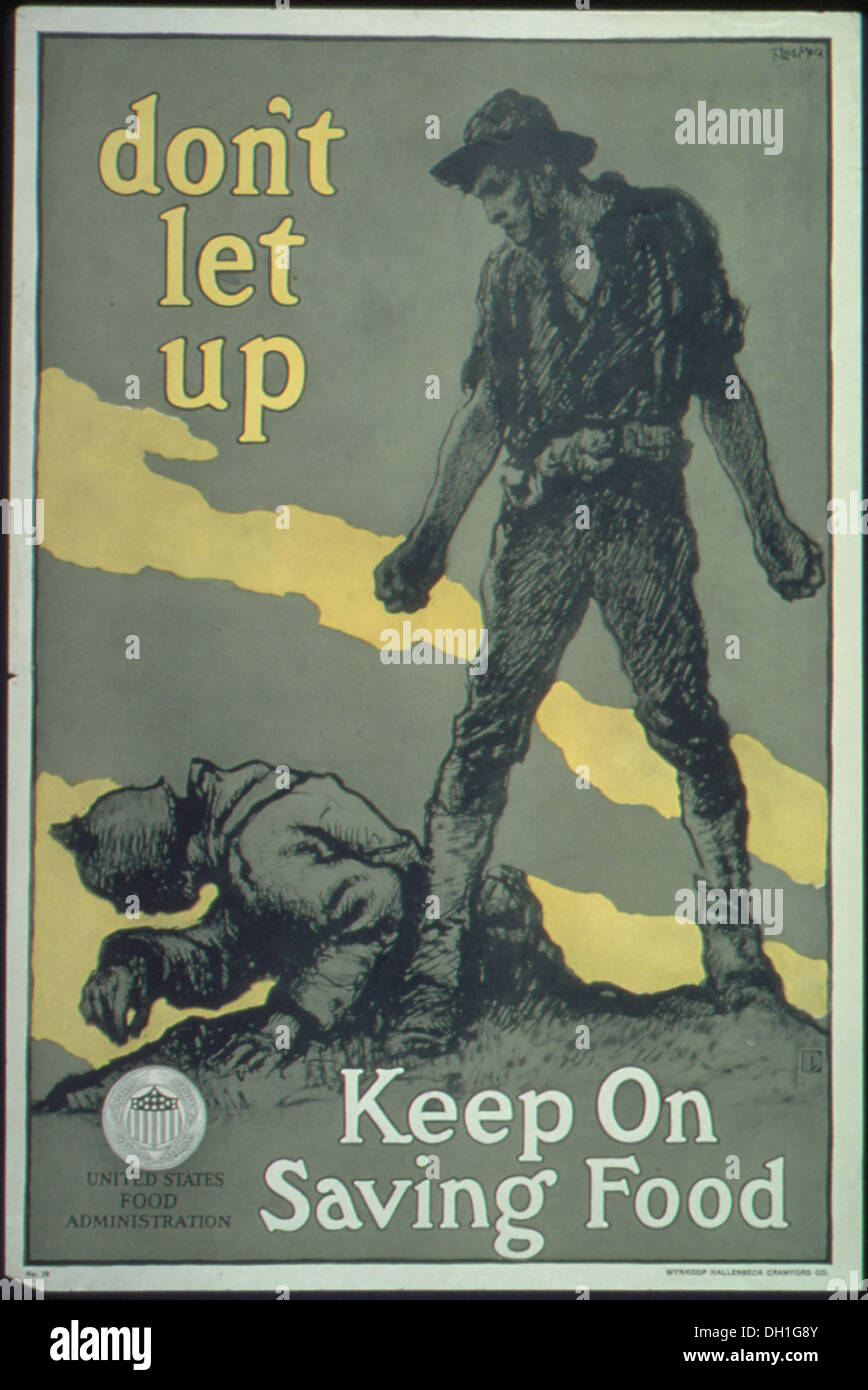 A wartime poster urging continued food conservation efforts during ...