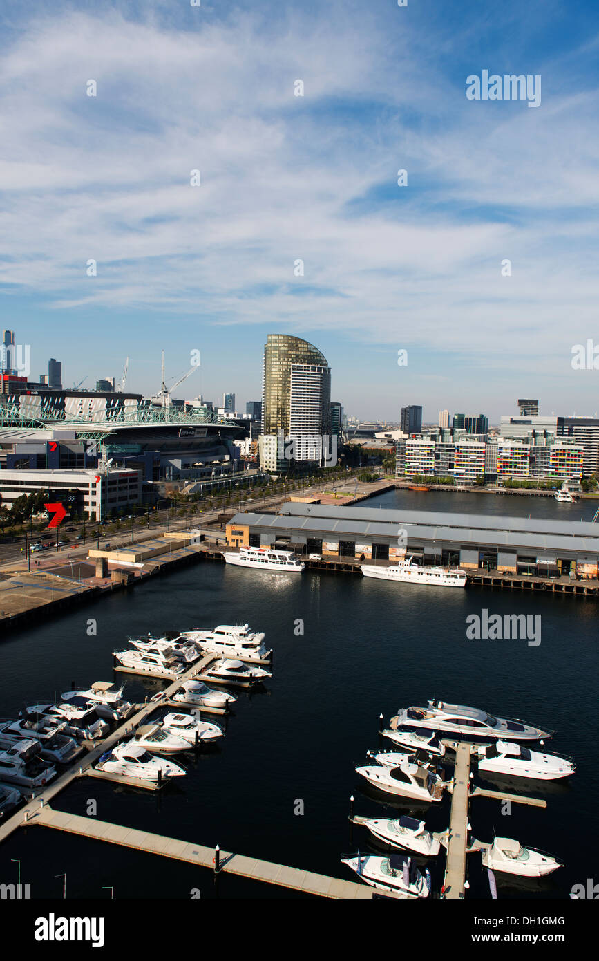 View over Melbourne's Docklands precinct Stock Photo - Alamy