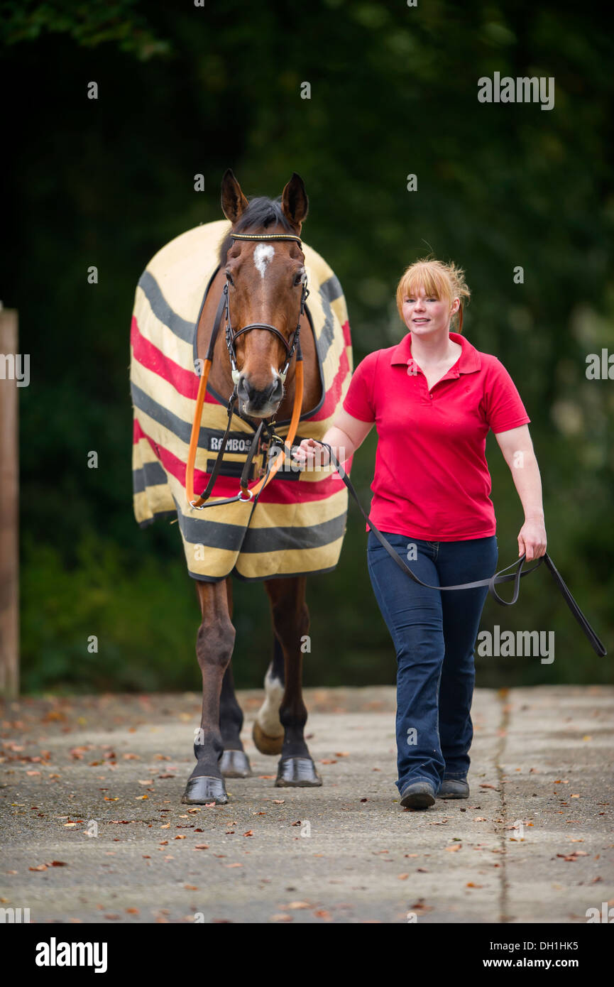 former jockey and racehorse trainer Jess Westwood in Exford with horse ...