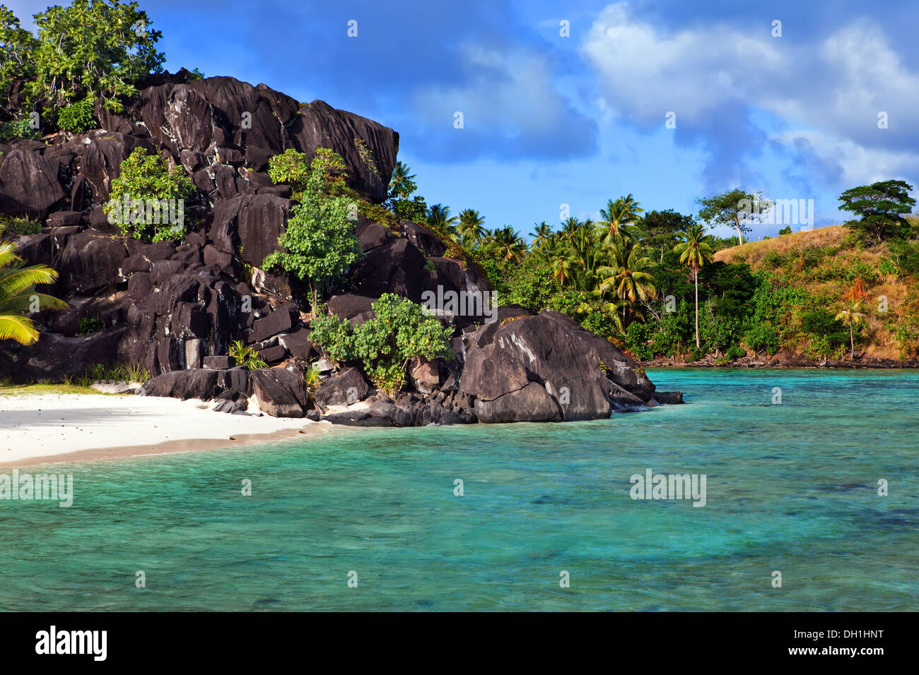 Black rocks. Bora-Bora. Polynesia Stock Photo - Alamy